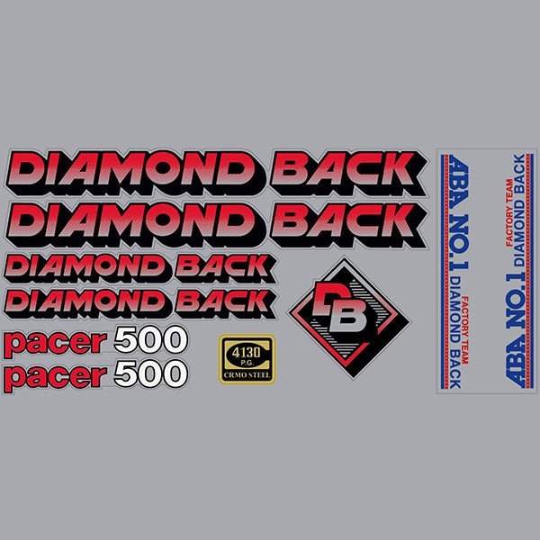 Diamond Back - 1984 PACER 500 - RED - on CLEAR decal set - Old school ...