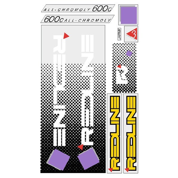 Redline - 1985 600C for Hazard yellow frame Decal set - Old school bmx ...